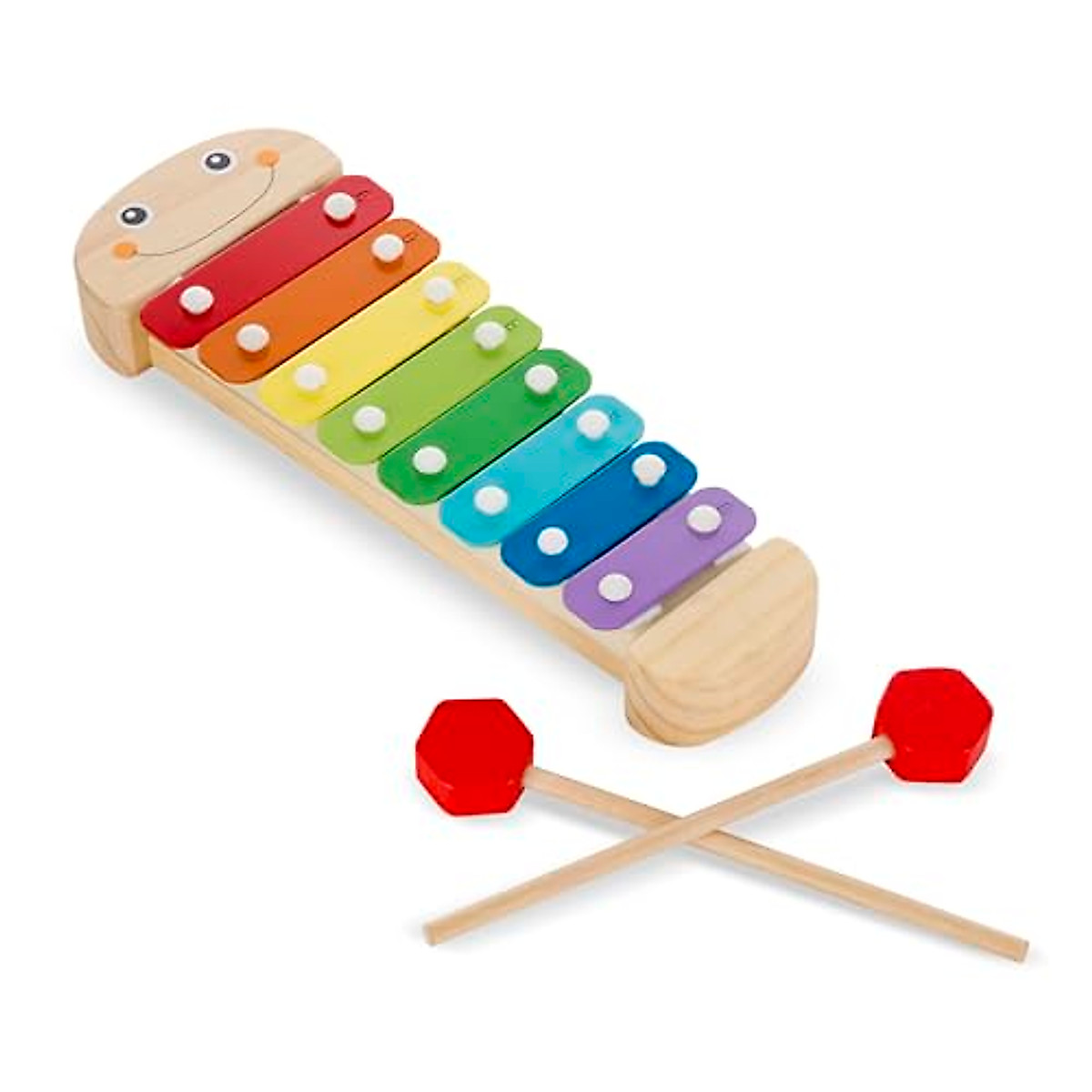 Melissa & Doug Caterpillar Xylophone Musical Toy With Wooden Mallets 15.25" x 6.5" x 1.5 - For Toddlers,Ages 3+,Blue