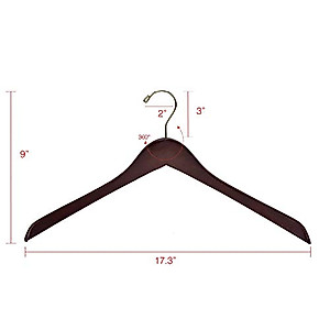 Quality Wooden Curved Coat Hangers, Suit Hangers, Smooth Solid Wood Pants Hangers, Swivel Hook, Coat, Jacket, (Walnut - Gold Hook, 5)