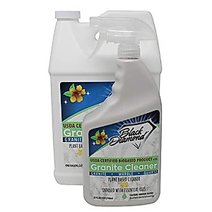 Black Diamond Stoneworks Granite Counter Cleaner: USDA Certified BIOBASED- Safe for Granite, Quartz, Marble, Travertine, Countertops. 1-Quart / 1-Gallon