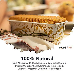 PaperMi Paper Loaf Pan, Disposable Paper Baking Loft Mold 24ct, Elegant Pan Supplies for Baking Bread, Small Meatloaf, Bundt Cake Microwave Oven Freezer Safe (6-1/4" x 2-1/8" x 2)