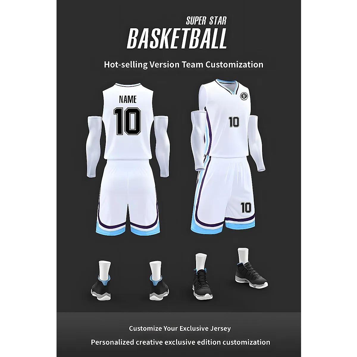 DVGEY Custom Basketball Jerseys Any Name Number Team Logo - Basketball Jerseys for Men/Women/Boys/Kids/Adult -Quick Dry Basketball Uniform-White