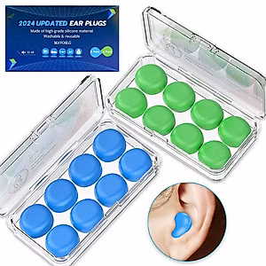 Silicone Ear Plugs for Sleeping Swimming,Reusable Moldable Noise Cancelling Earplugs for Shooting Range, Swimmers, Snoring, Airplanes, Travel, Work, Studying, (16-Pillows)