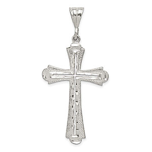Sterling Silver Diamond-cut Cross Pendant 57mm 27mm style QC1870