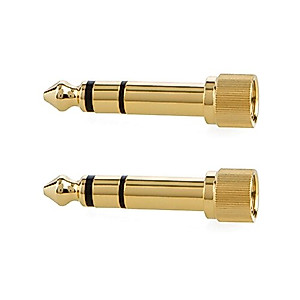CESS 2-Pack 1/4" Stereo Phone Screw-On Adapter - Male 1/8" to Male 1/4" - 3.5mm Stereo to 6.35mm Stereo