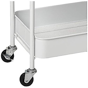 CAXXA 3-Tier Rolling Metal Storage Organizer - Mobile Utility Cart Kitchen Cart with Caster Wheels, White