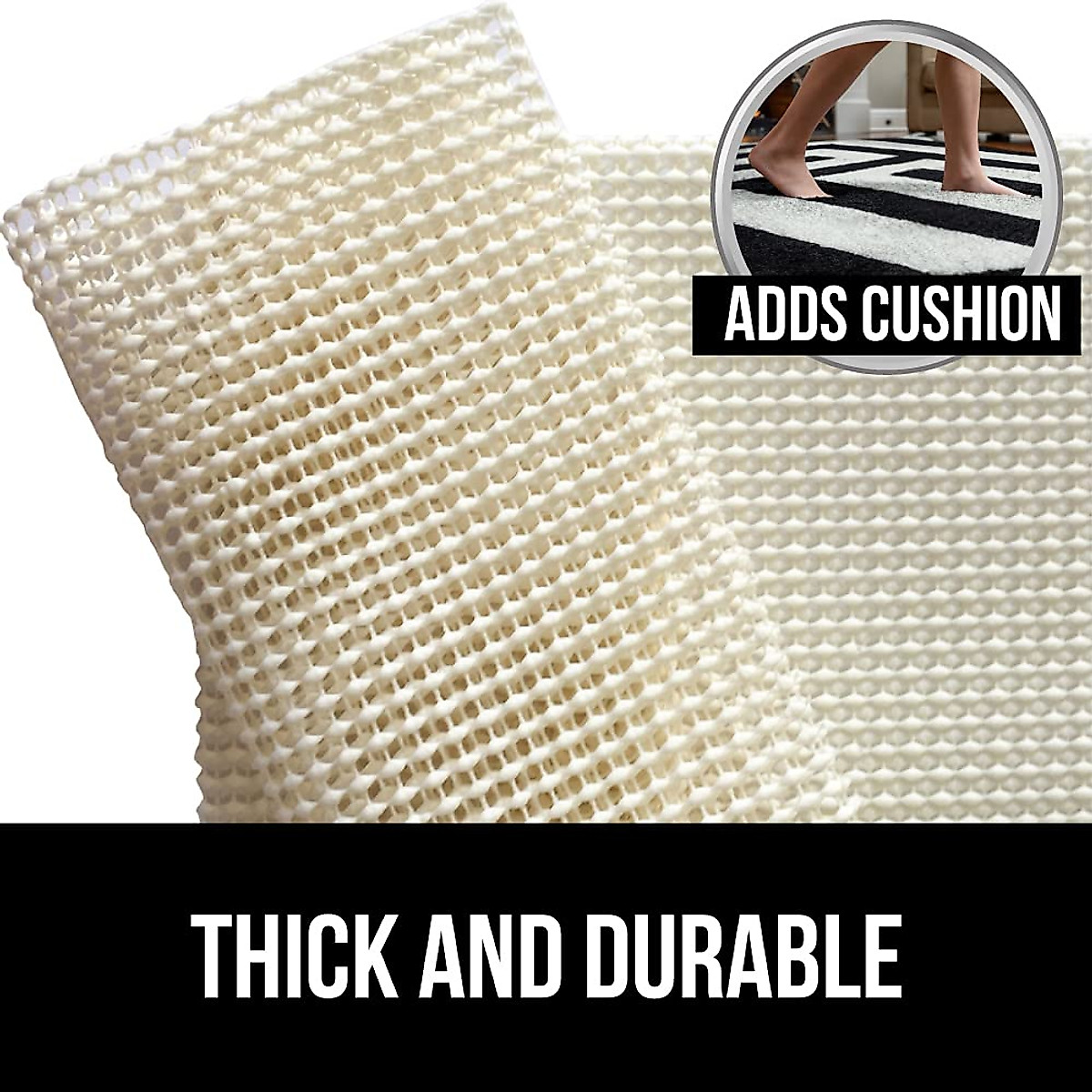 Gorilla Grip Extra Strong Rug Pad Gripper, 6 x 8.8 FT, Grips Keep Area Rugs in Place, Thick, Slip and Skid Resistant Pads for Hard Floors, Under Carpet Mat Cushion and Hardwood Floor Protection