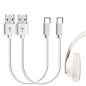 Geekria USB Headphones Short Charger Cable, Compatible with Bose QuietComfort SE, QCSE, Earbuds II, QC45 Charger, USB to USB-C Replacement Power Charging Cord (1 ft / 30 cm 2 Pack)