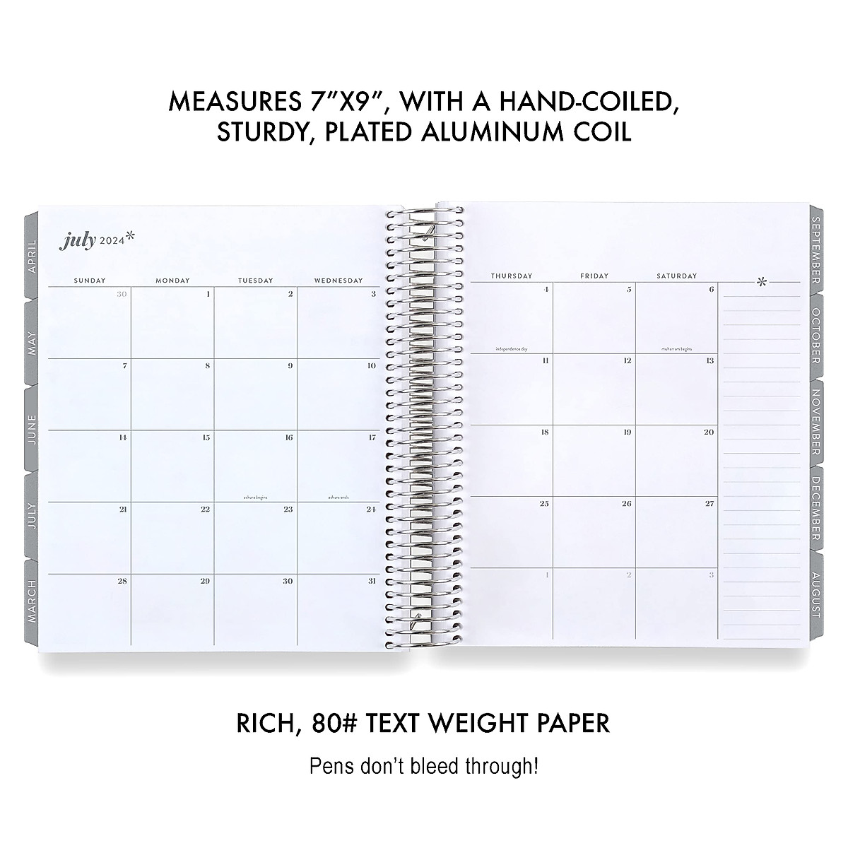 7" x 9" Platinum Spiral Coiled Life Planner (July 2023 - June 2024) - Abstract Circles Classic Cover + Canvas Interior Pages. Hourly Weekly & Monthly Agenda by Erin Condren