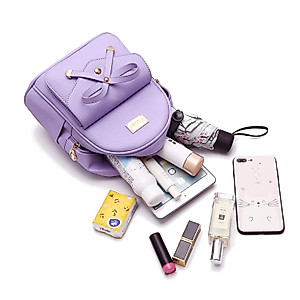 I IHAYNER Girls Bowknot Cute Leather Backpack Mini Backpack Purse for Women Turquoise