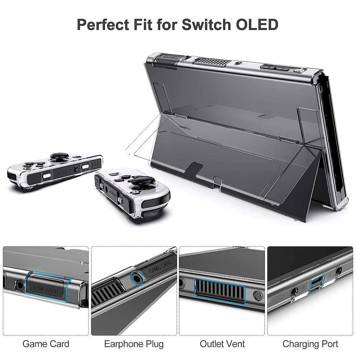 innoAura Switch OLED Accessories Bundle 19 in 1 Switch Bundle with Switch Case, Switch Game Case, Switch OLED Screen Protector, Switch Stand, Switch Thumb Grips (Gray)