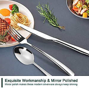 SOLEADER Silverware Set 6 Piece,Stainless Steel Flatware Set,Tableware Cutlery Set, Knives,Spoons and Forks Set,Kitchen Utensils Set with Mirror Polished,Dishwasher Safe