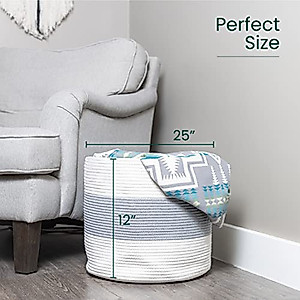 Woven Laundry Basket- Woven Basket Ideal to Use as Closet Organizer, Stuffed Animal Storage, Laundry Hamper- Double Stitched Collapsible Laundry Baskets- Large Basket for Laundry & Storage by Reppit