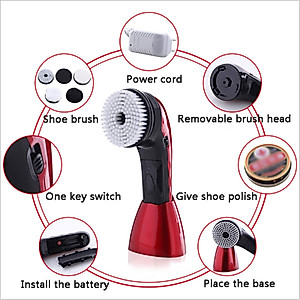 Electric Shoe Polisher Brush, Shine Kit, Electric Shoe Polisher Brush Shoe Shiner Dust Cleaner Portable Leather Care Kit for Shoes, Bags, Sofa,A Clean