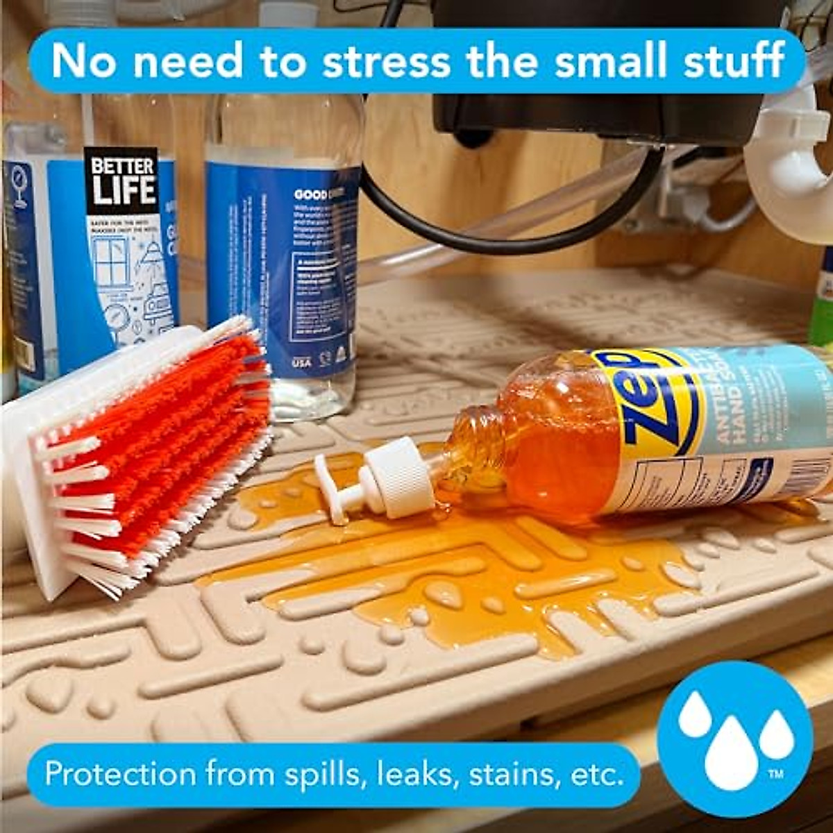 Xtreme Mats - Waterproof Under Sink Mat Shelf Liner Cabinet Liner for Kitchen & Laundry Cabinets (Gray 34" 1/4 x 22 1/4) Kitchen Cabinet Shelf Protector Flexible Under Kitchen Sink Drip Tray Liner