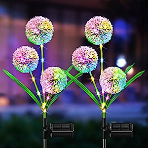 BONLION Solar Lights Outdoor Garden Decor, 2 Pack Upgraded Solar Garden Lights Decorative Dandelion with 36 Colorful LED - IP65 Waterproof Solar Lights Outdoor for Yard, Lawn, Pathway and Wedding