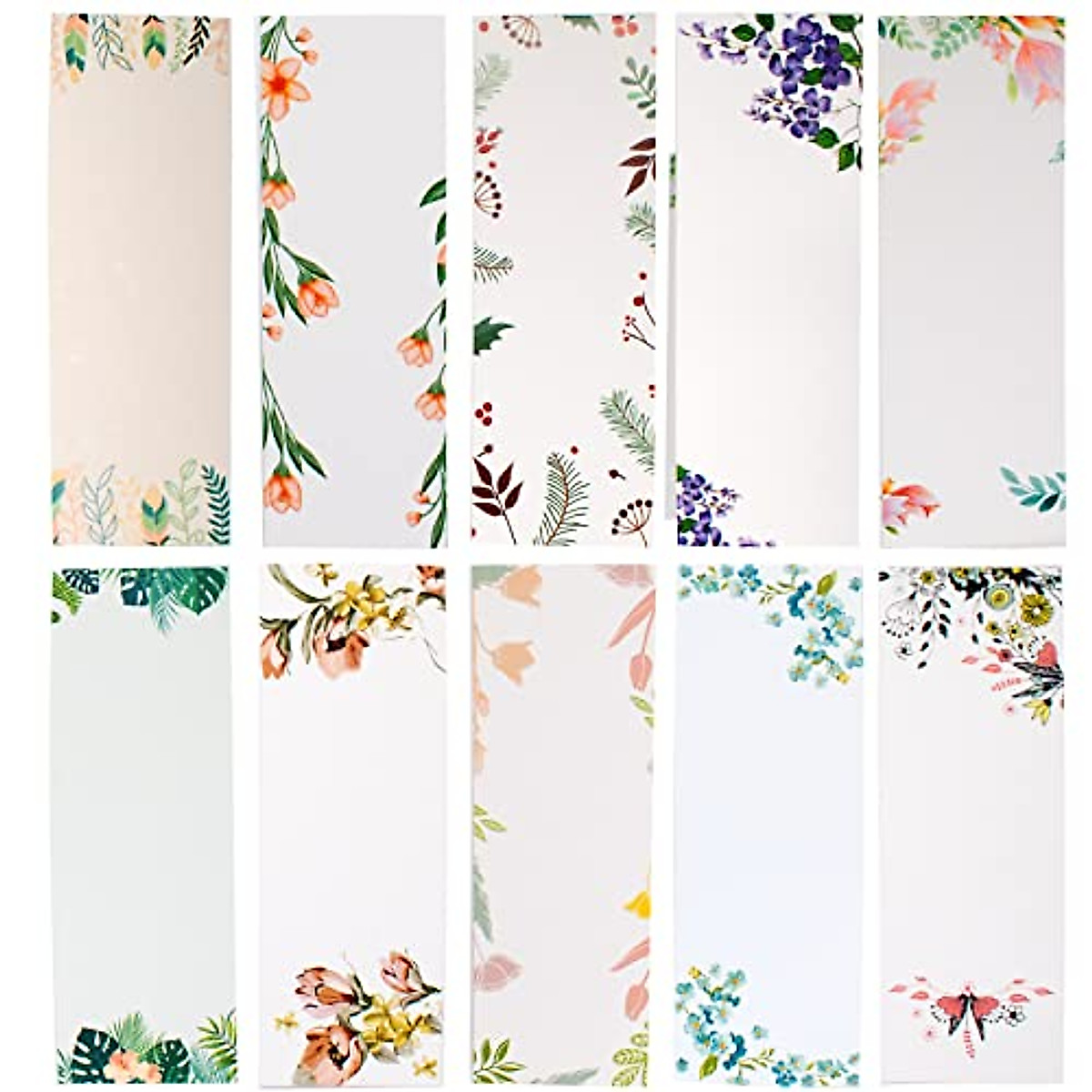 30 PCS Blank Bookmarks with Different Flower Printing for Book Lovers Women Adult Craft Kraft Rectangle Card with “Write Poetry for You” Exquisite Blank DIY Cards Flowers Cards 1.88 x 5.51 inches