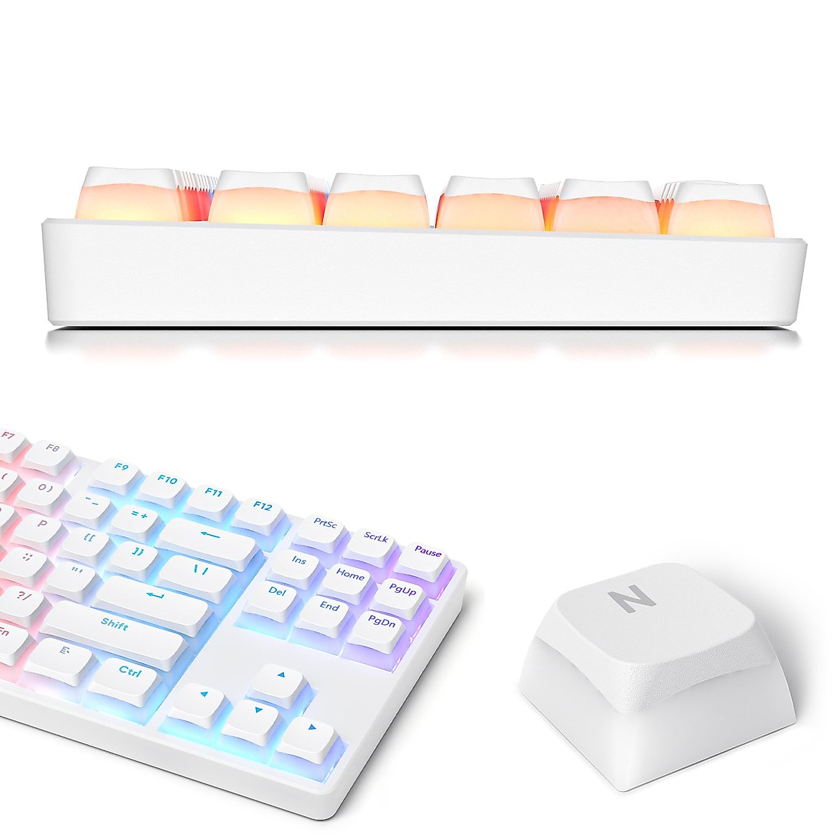 Ussixchare PBT Pudding Keycaps Set 117 Keys, Double Shot Translucent XDA Profile for ISO & ANSI Layout 61/68/84/87/104 Keys Mechanical Keyboard