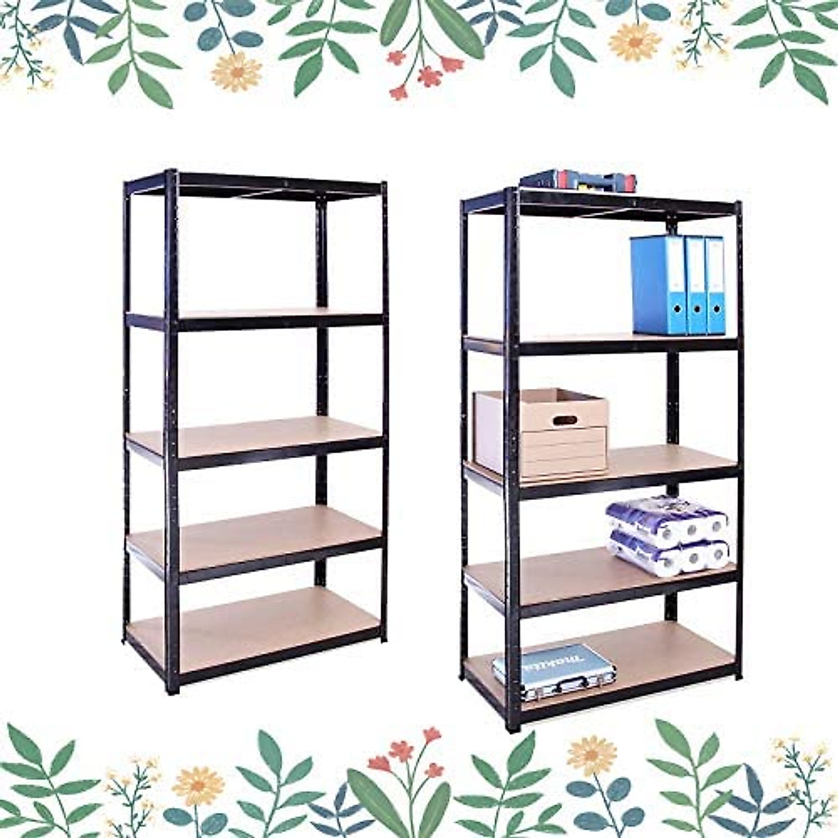 Metal Storage Shelves with Bolt-Less Design Freestanding Storage Shelves Height and Layout Adjustable for Workshop Bookshelf Shed Office Heavy Duty Racking Shelves(180CM)