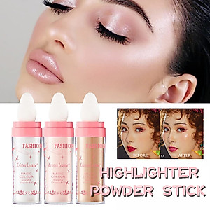 3 Pack Polvo De Hadas Fairy Highlight Patting Powder Body Brightens the Natural Three-dimensional Patting Powder Blusher (White Moonbeam+Pink+Golden Brown)