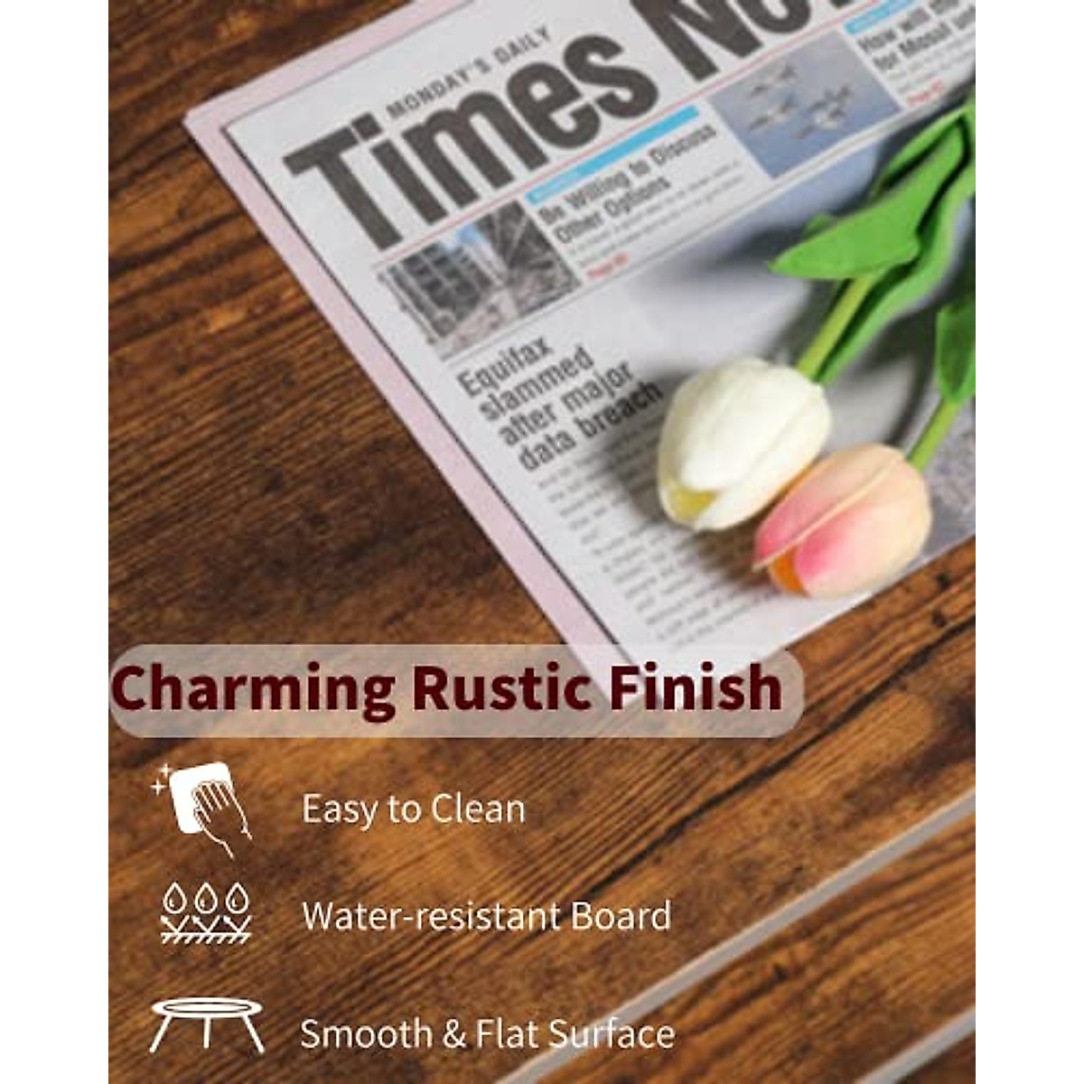 WEENFON Narrow Console Table, 39.4”Long Sofa Table, 3 Tier Entryway Table, Living Room Tables,Rustic Entrance Table for Hallway, Corridor,Kitchen, stairwell,Steel Frame, Rustic Brown