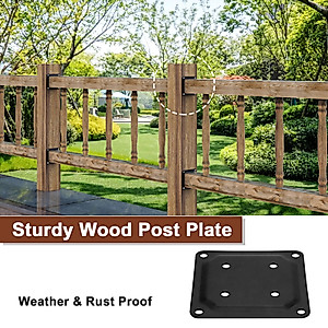 FOROIRON (8 Pack) 4" x 4" Wood Post Plate Connector, Powder-Coated Decking Post Base, Wood Fence Post Anchor Base, Deck Porch Railing Support Base