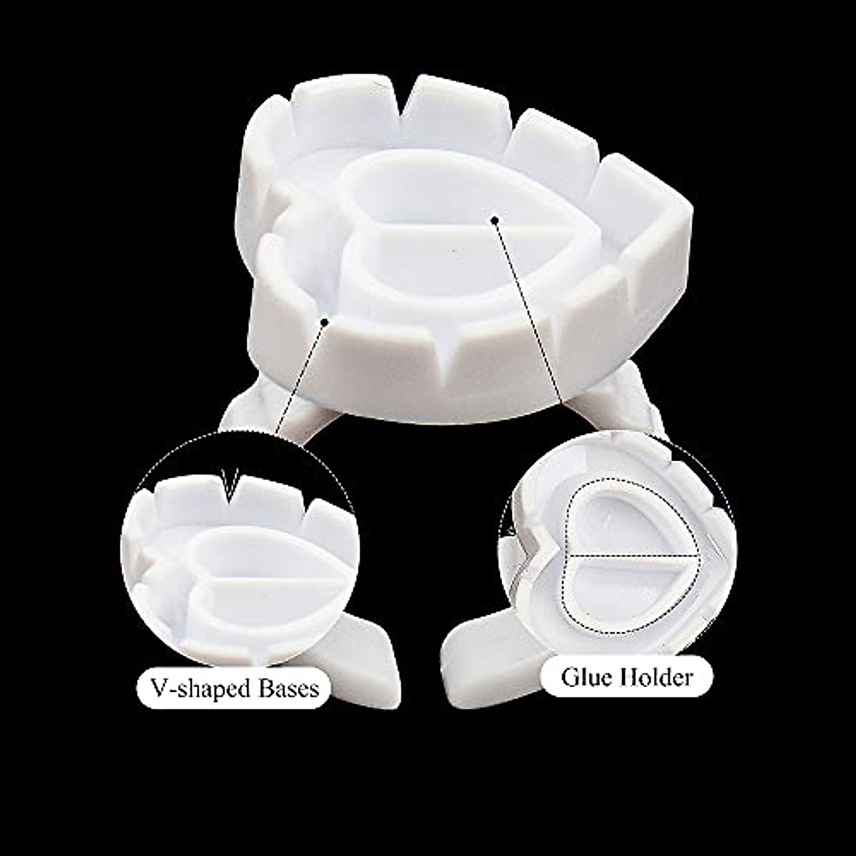 200 PCS Disposable Extension Glue Ring Lash Tattoo Nail Art Pigment Cup Heart Shape Plastic Glue Ring Holders Palette Container for Eyelash Extension Makeup Supplies
