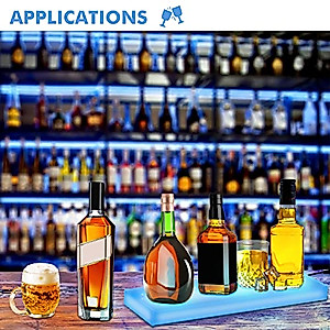 Meticuloso LED Lighted Liquor Bottle Display Shelf, 16 Inch Wall Mounted Wine Rack for Home/Commercial Bar (16 inch)