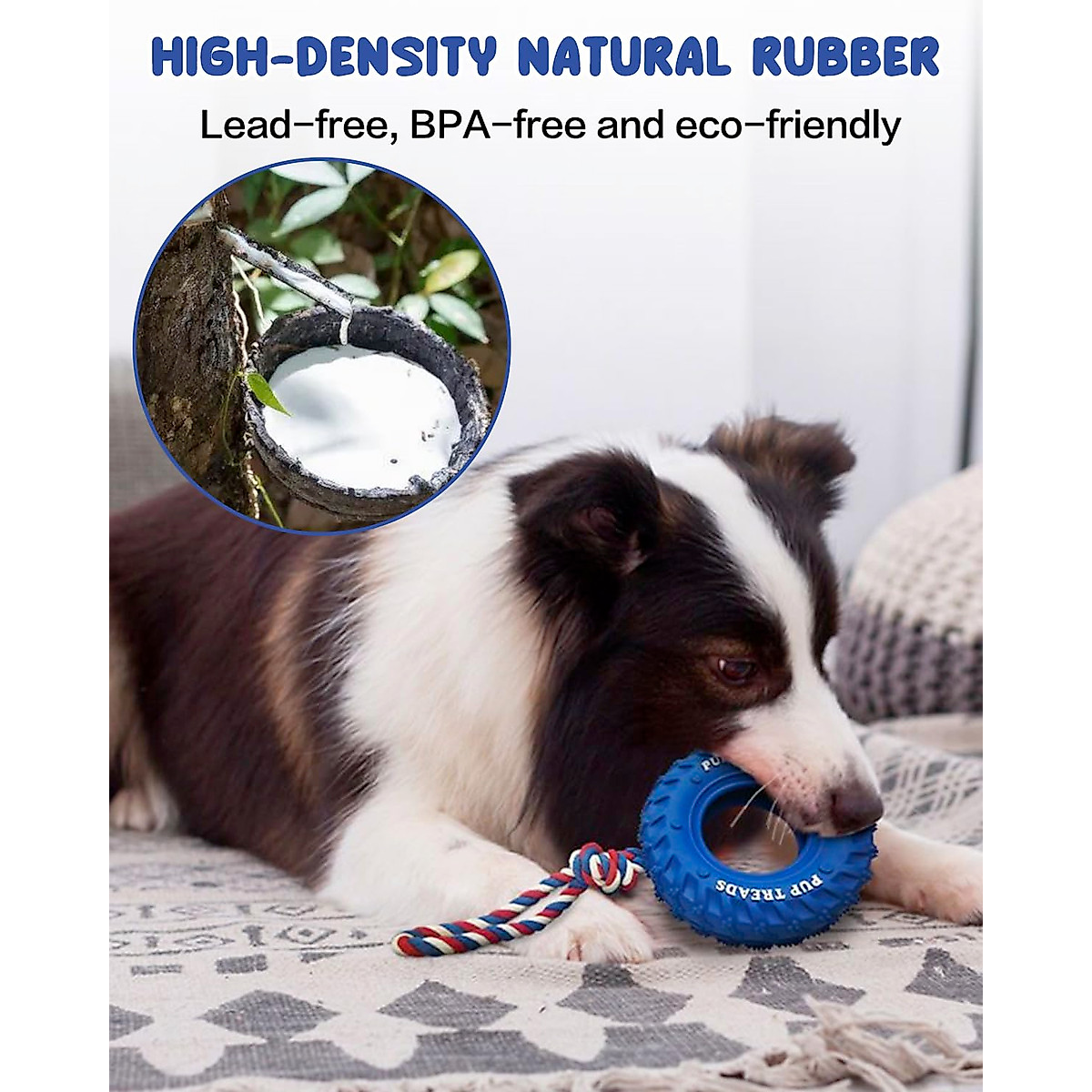 SCHITEC Dog Chew Toy with Rubber Tire & Tug of War Rope for Medium Large Dogs Aggressive Chewers, Interactive Fetch Play Treat Dispenser Pull Toys