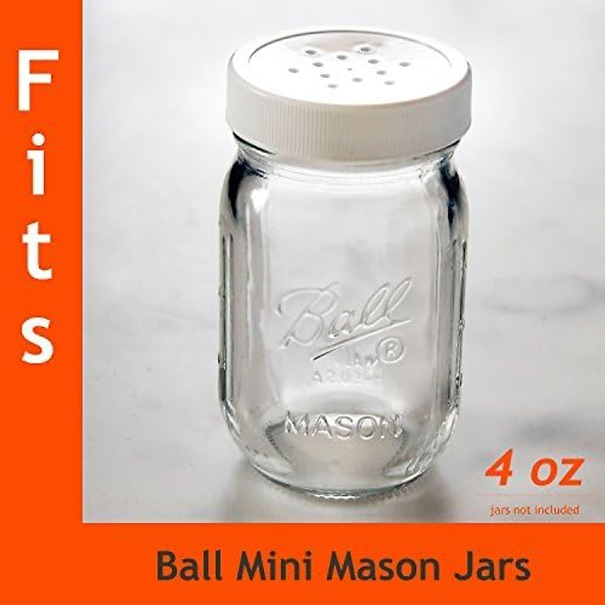 Plastic Lids with 12-Holes for Golden Harvest 4-Ounce Salt Pepper Shaker Mason Jars 48-400 2" Diameter (White; 6-Pack)