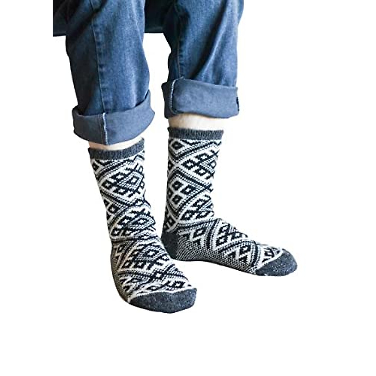 Hand knit socks for men 100% Wool men Warm Woolen Knitted size 9-12.L