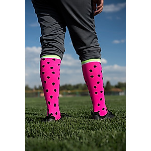 MadSportsStuff Neon Watermelon Over The Calf Socks (Neon Pink/Neon Green, Small)