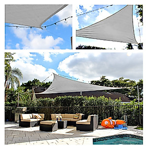 KHOMO GEAR Triangle Sun Shade Sail 16x 16 x 16 Ft UV Block Fabric - Grey