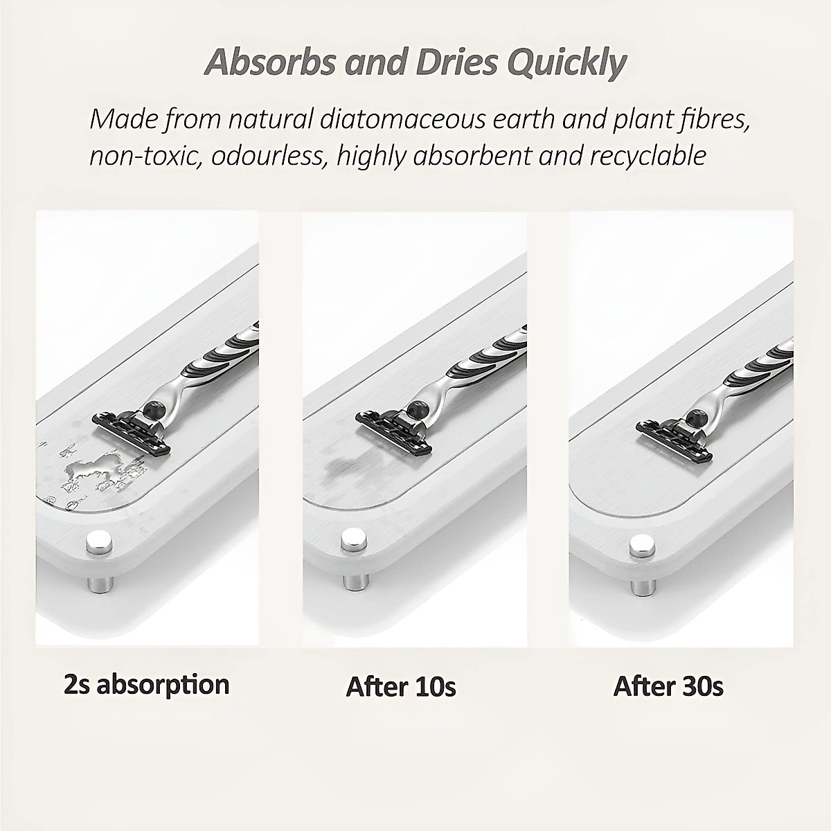 MRPPXLY Instant Dry Bathroom Sink Organizer, Diatomaceous Earth Sink Tray Sponge Holder for Kitchen Sink Pedestal Stand Riser with Stainless Steel Feet Protection for Modern Home- (Light Grey)