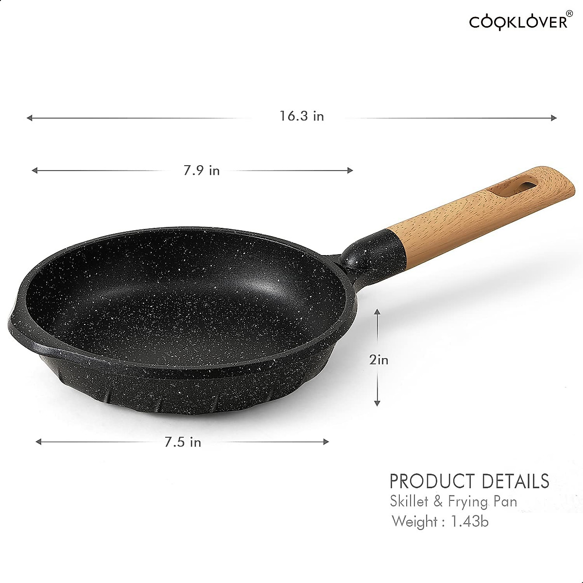 COOKLOVER Nonstick Frying Pan 100% PFOA Free Cookware Induction Skillet Fry Pan Set Pack -3-7.9 Inch & 9.5 Inch &11 Inch Black