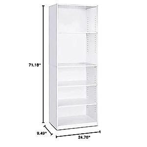 FURINNO JAYA Simply Home 5-Shelf Bookcase, 5-Tier, White