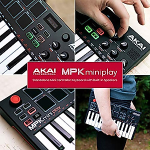 AKAI Professional MPK Mini Play – USB MIDI Keyboard Controller With a Built in Speaker, 25 mini Keys, Drum Pads and 128 Instrument Sounds