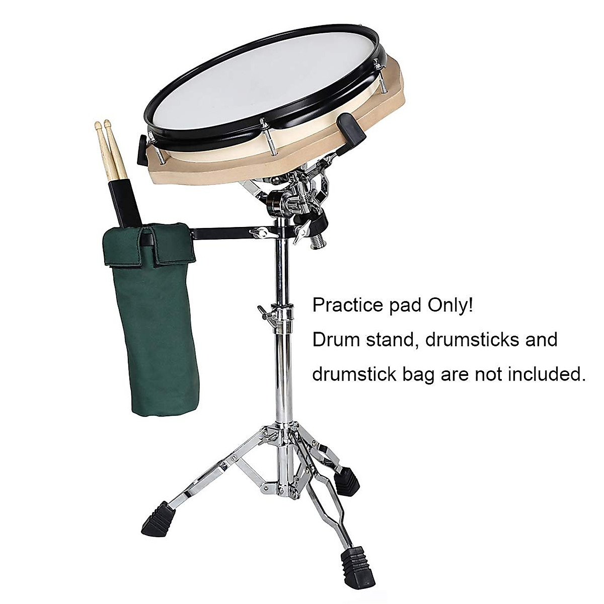 Tosnail 12-Inch Silent Drum Practice Pad with Wooden Base and Steel Frame