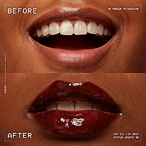 NYX PROFESSIONAL MAKEUP Fat Oil Lip Drip, Moisturizing, Shiny and Vegan Tinted Lip Gloss - Status Update (Rich Chocolate)