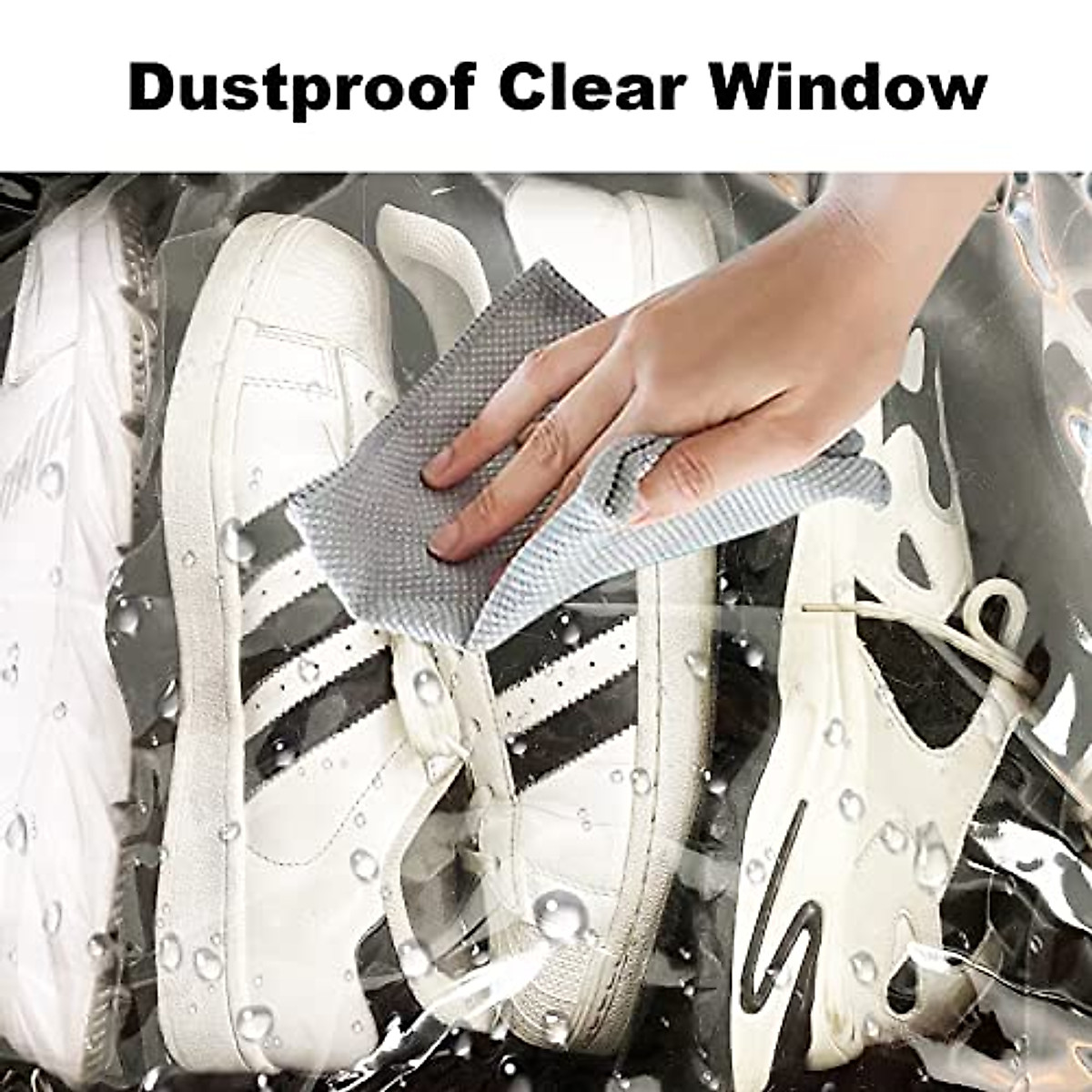 Meerainy Under Bed Shoe Storage Organizer for Closet 2 Pack- Fits 24 Pairs Underbed Shoes Container Boxes with 2 Sturdy Handles and Clear Window,Foldable Shoe Rack Holder,Black