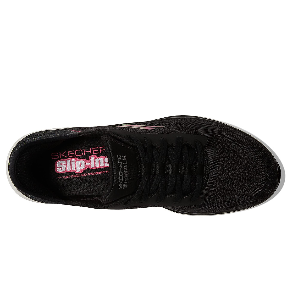 Skechers Go Walk 6 Vivid Idea Hands Free Slip-Ins Black/Multi 8 B (M)