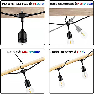 Skeerei 200FT String Lights for Outside LED Patio Lights Outdoor Waterproof with 63 Shatteproof Edison Lights Outdoor String Lights 2200K Outdoor Lights for Patio Gazebo Pergola Café