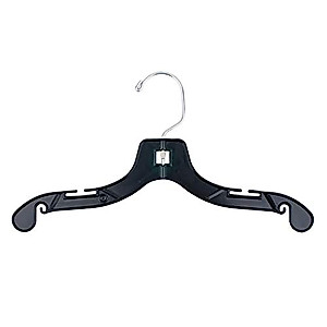 NAHANCO 2412 Children's Plastic Hangers, Super Heavy Weight Shirt Hangers, 12", Swivel Hook, Black (Pack of 100)