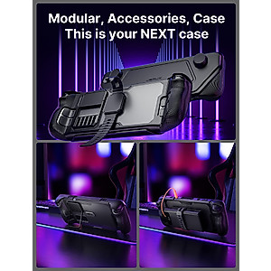 JSAUX PC0104 ModCase for Steam Deck, Steam Deck Case with Detachable Front Shell Include Protective Case, Face Cover,Metal Bracket and Strap-Basic Set