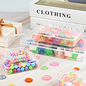 Mauproy 24 Pack Mixed Sizes Small Plastic Storage Containers, Mini Rectangular Small Items Organizer Boxes with Hinged Lids and Labels for Craft Jewelry Beads