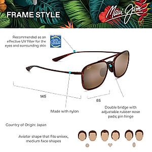 Maui Jim Men's and Women's Keokea Polarized Aviator Sunglasses, Tortoise/HCL® Bronze, Medium