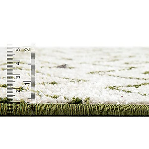 Rugs.com Moroccan Trellis Collection Rug – 6' x 9' Ivory Green Medium Rug Perfect for Bedrooms, Dining Rooms, Living Rooms