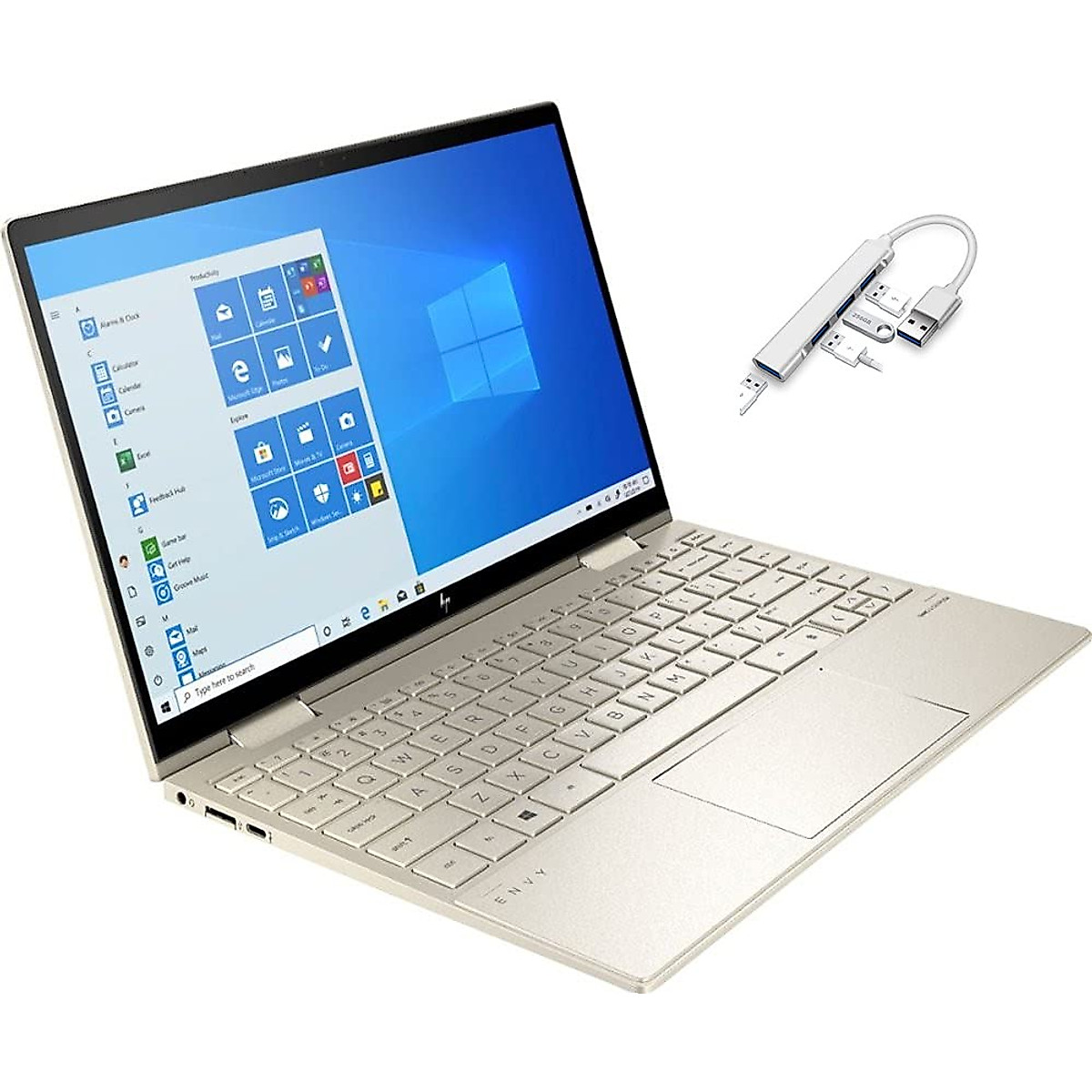 HP Envy X360 2-in-1 13.3 inch FHD IPS Touch-Screen Laptop | 11th Generation Intel Core i5-1135G7 Backlit Keyboard Fingerprint Windows 10 Home (8GB DDR4 RAM 512GB SSD |USB3.0 HUB), Gold