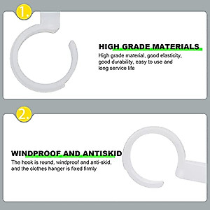 ULTECHNOVO 100 Pcs Windproof Hook Clothes Hanger Buckle Hook Clips Plastic Cloth Hanger Buckles Closet Rod Hooks for Home Workshop Bathroom White