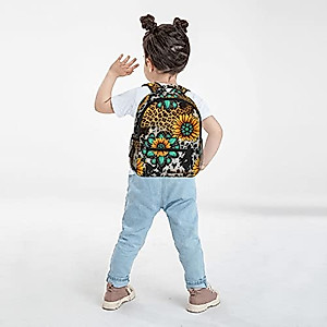 Jolisa-Buoncore Sunflower Turquoise Cow Print School Bags Kids Bag Backpack For School,Casual Daypacks For Teens Black One Size