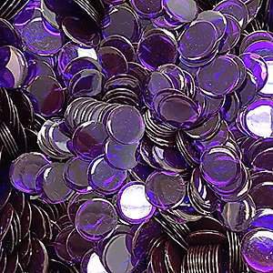 MR CHIPS Plastic Bingo Chips for Games 200 Count Bag - Solid and Transparent Colors Counting Purple 3/4 Inch